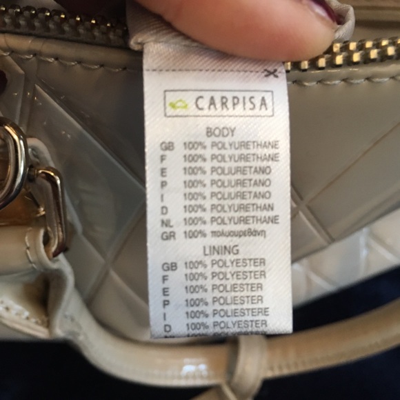 Carpisa | Bags | Carpisa Luxury Tan Patented Leather Quilted Bag | Poshmark